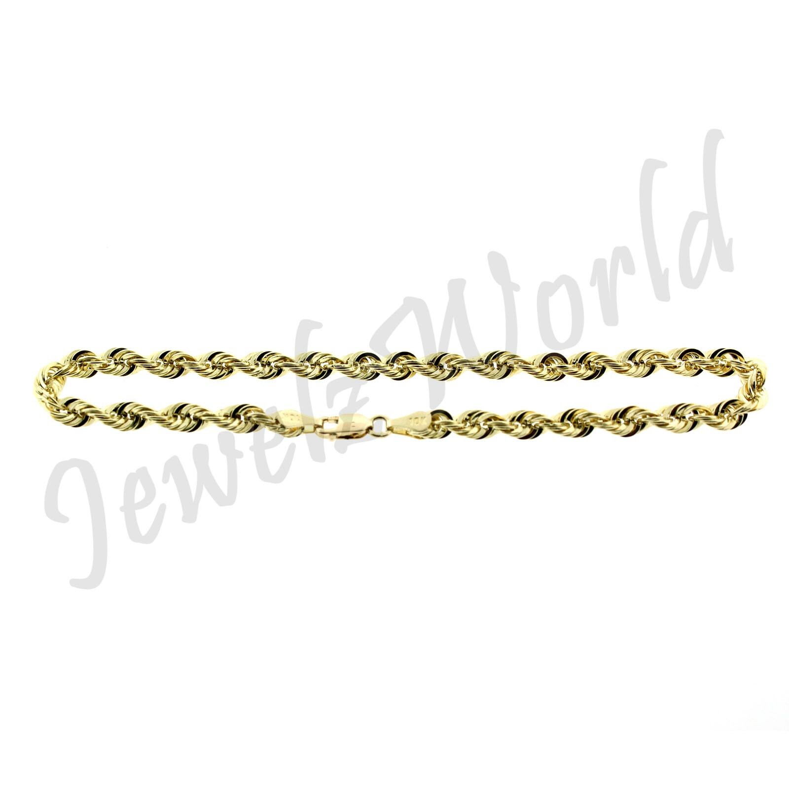 Real 10K Solid Yellow Gold 4mm Rope Chain Bracelet Anklet Men - Etsy