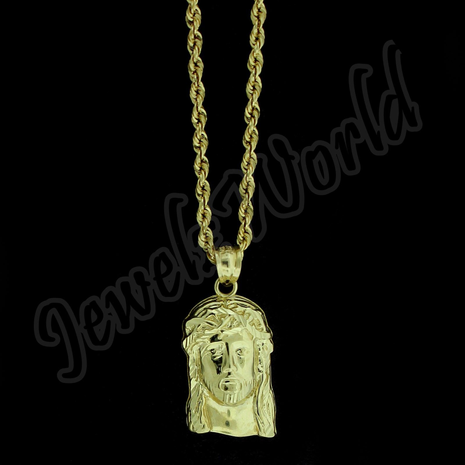Real 10K Solid Yellow Gold Jesus Face Charm Pendant With 2.5mm | Etsy