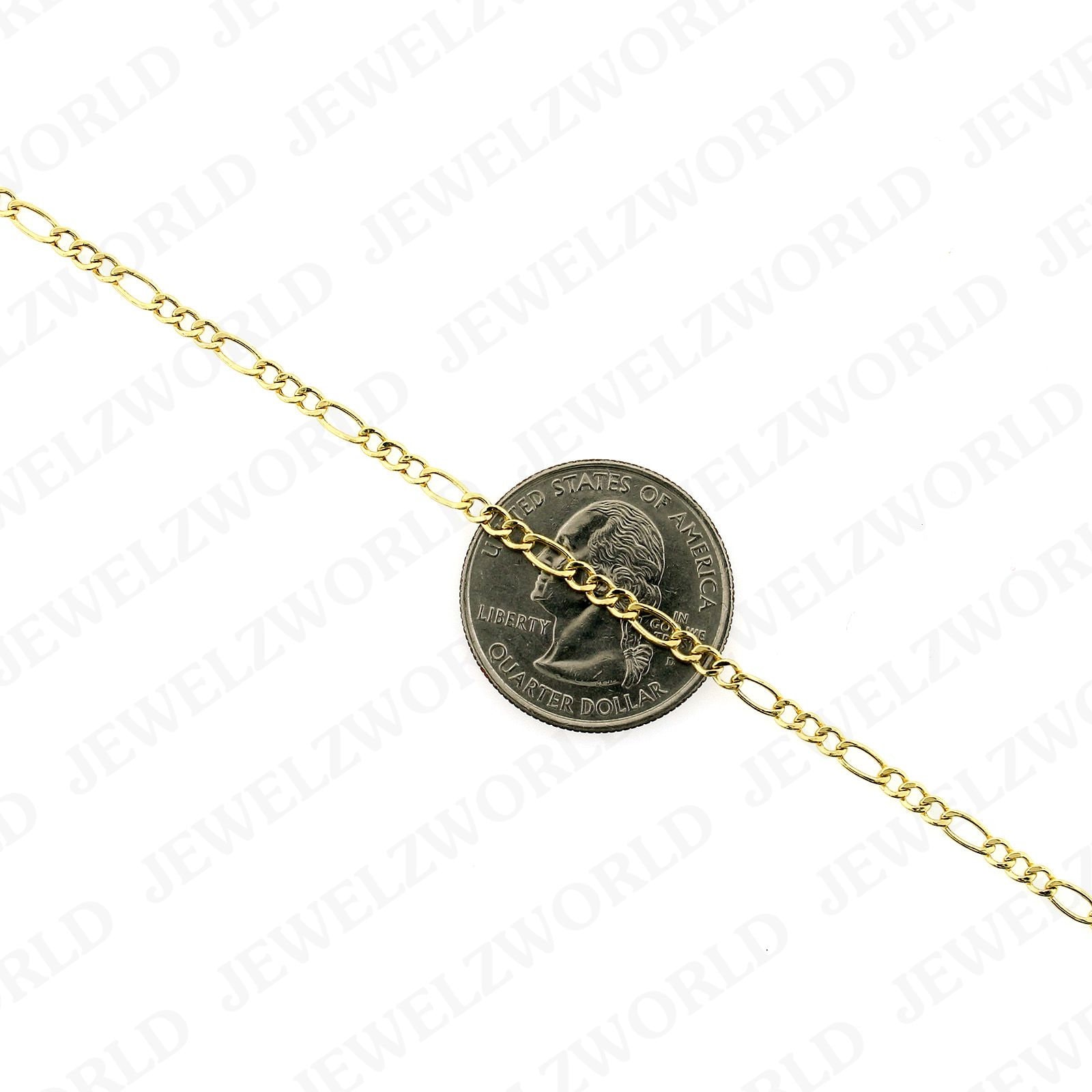 10K Solid Yellow Gold 2mm Figaro Link Chain Pendant Necklace - Etsy
