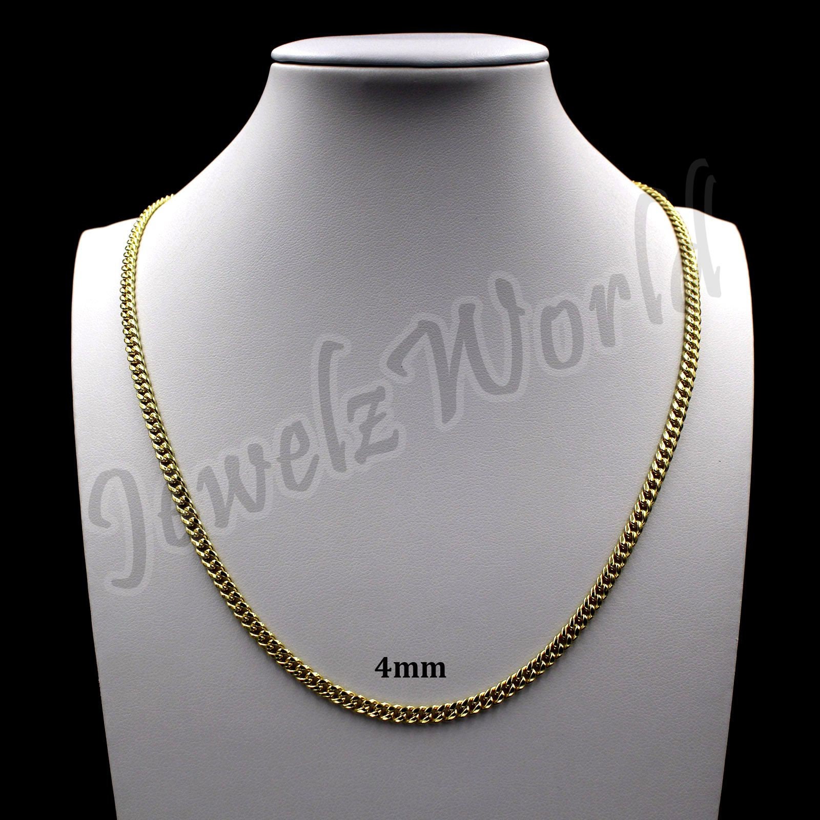 Real 10K Solid Yellow Gold 4mm Miami Cuban Link Chain Necklace - Etsy