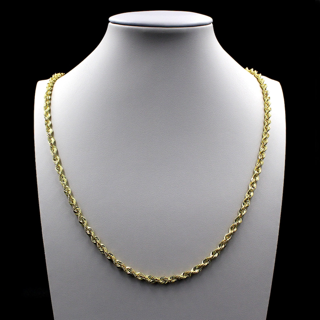 10K Solid Yellow Gold Necklace Gold Rope Chain 2.5MM 16 18 20 22 24 26 ...