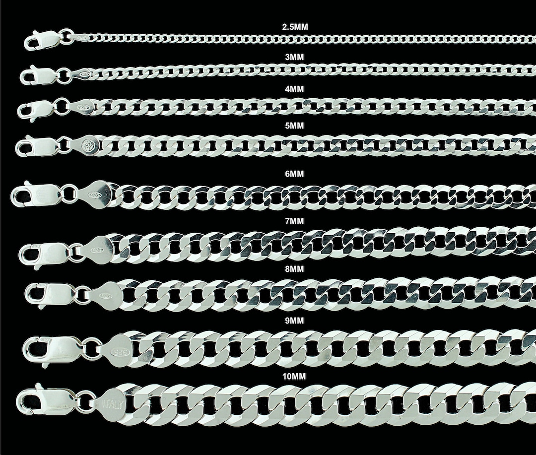 925 Sterling Silver Curb Chain Necklace, Silver Cuban Link Chain, Curb ...