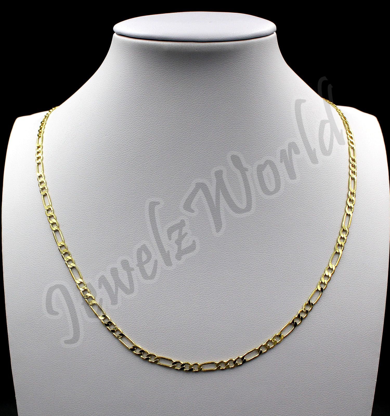 10K Solid Yellow Gold 2mm Figaro Link Chain Pendant Necklace - Etsy