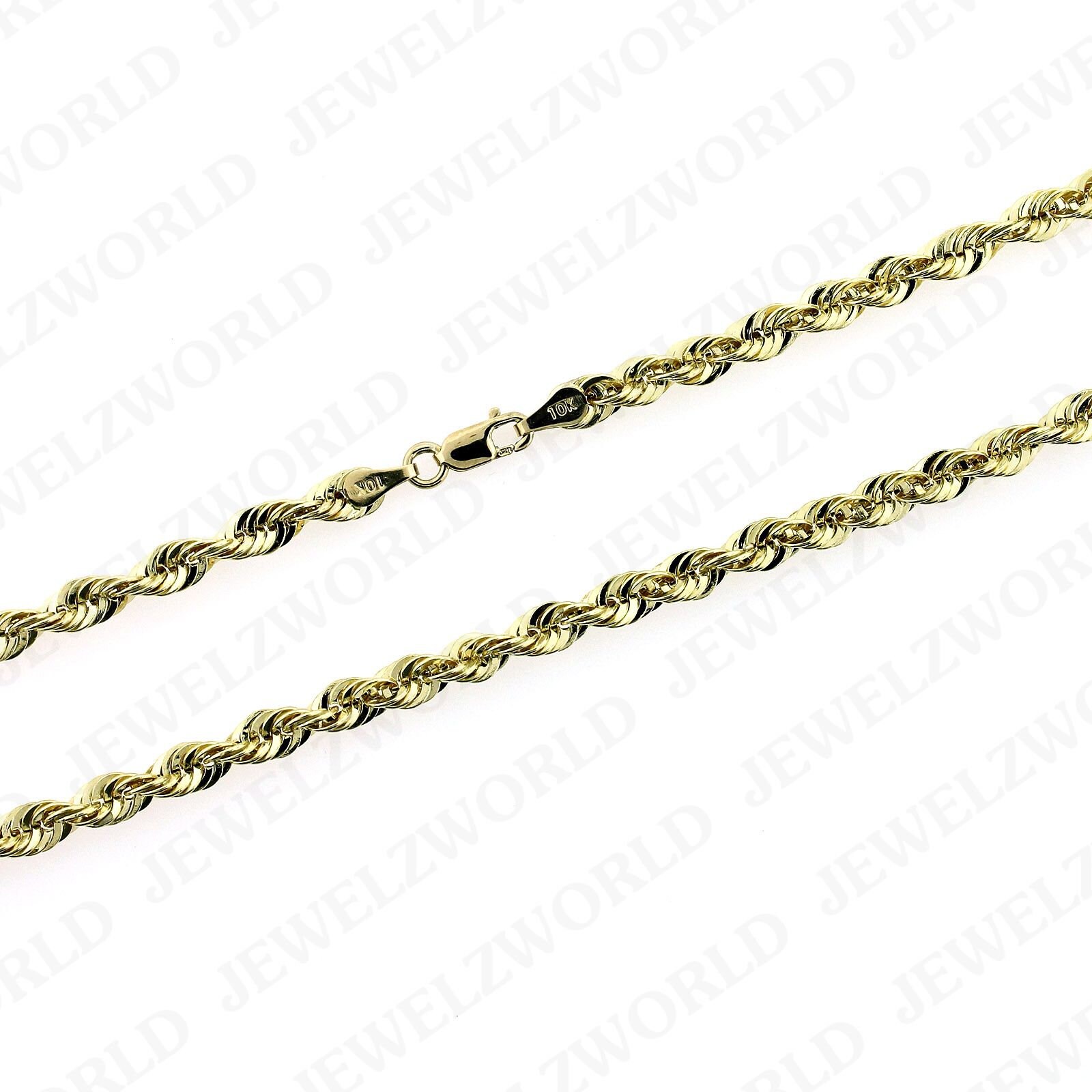 10K Solid Yellow Gold 4mm Diamond Cut Rope Chain Pendant - Etsy