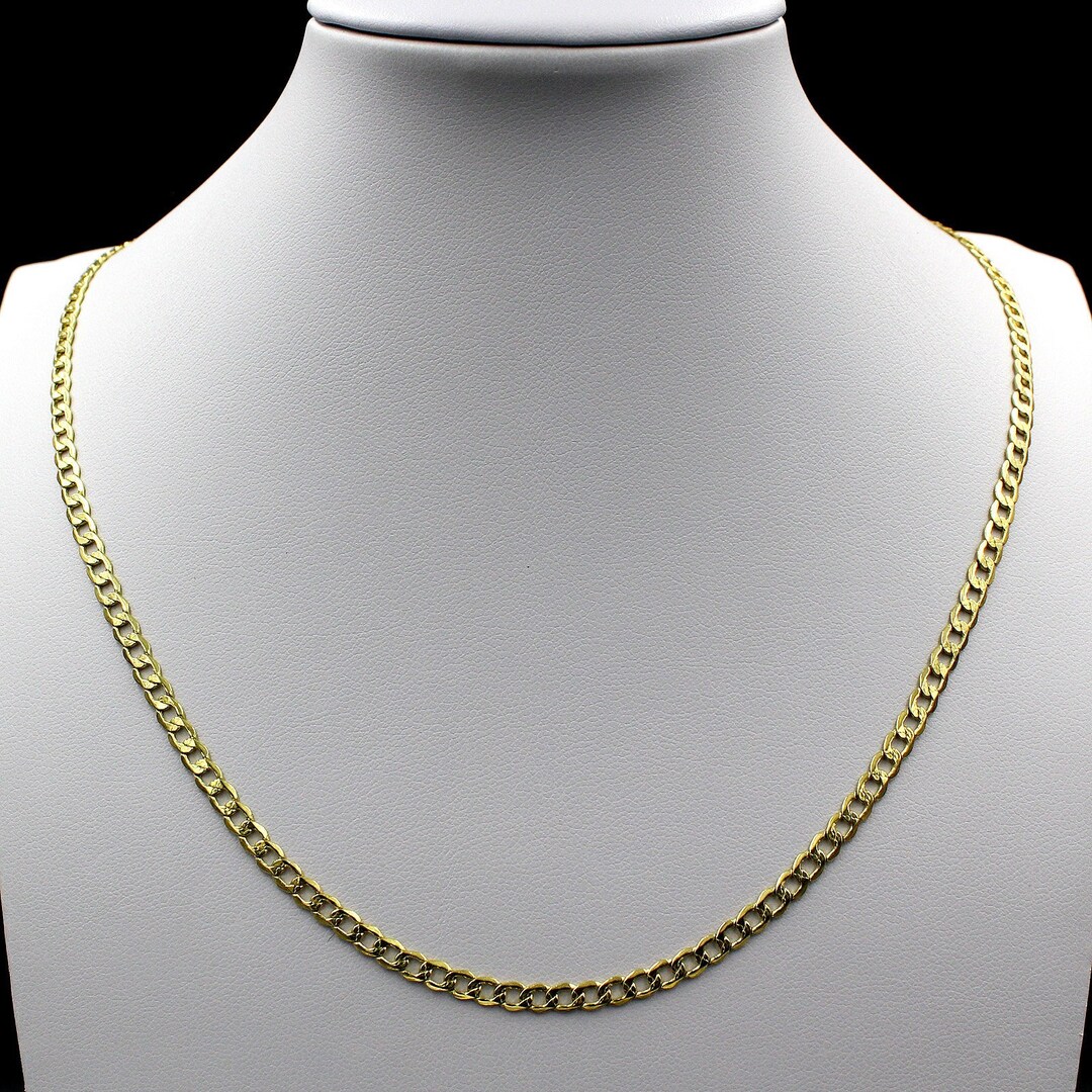 Real 10K Solid Yellow Gold Cuban Link Chain Necklace 2.5MM - Etsy
