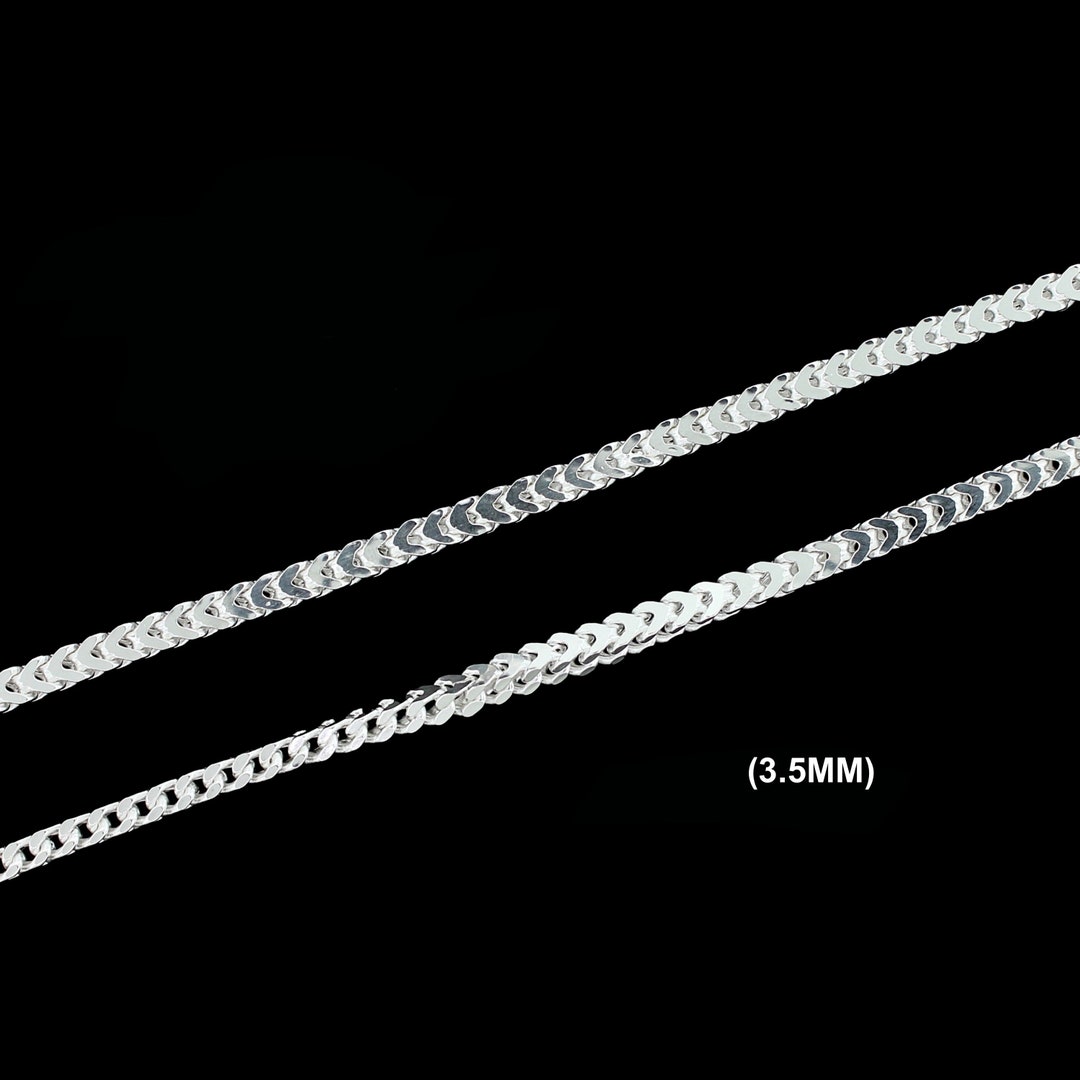 Real 3.5MM 925 SOLID Sterling Silver FRANCO LINK Chain Necklace, Square ...