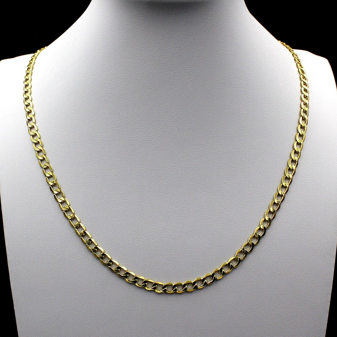 Real 10K Solid Yellow Gold Cuban Link Chain Necklace 2.5MM 16" 18" 20 ...