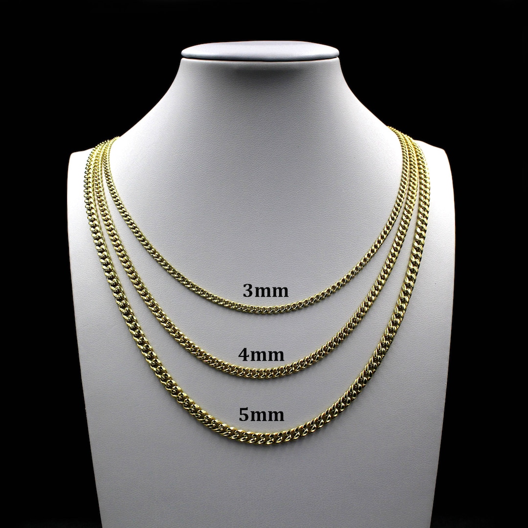 Real 10K Yellow Gold 3mm 4mm 5mm Miami Cuban Link Chain Necklace 16"-30" • Miami Cuban Link ...
