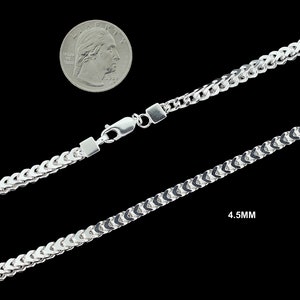 SOLID 925 Sterling Silver FRANCO Chain Bracelet, Italian Square Franco ...