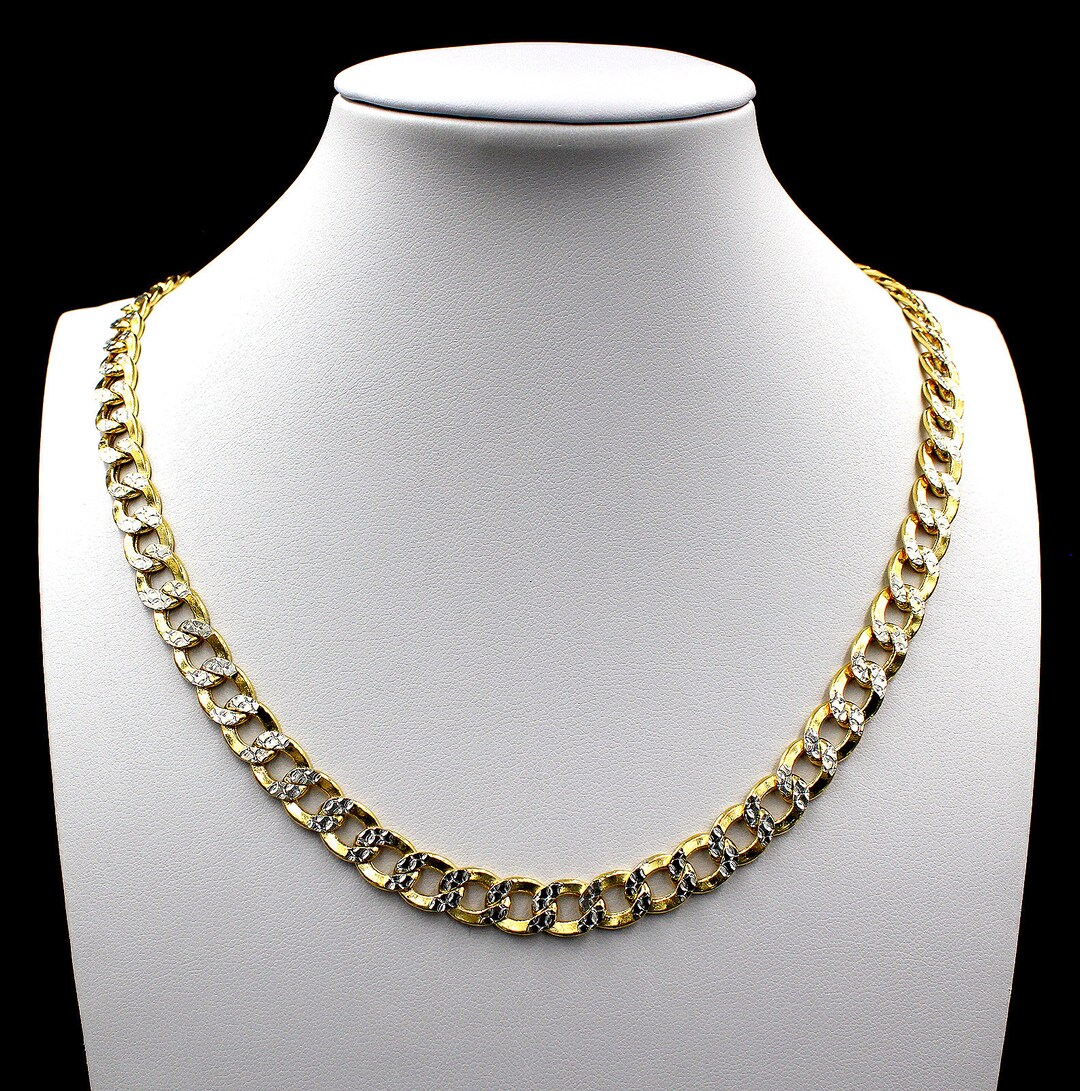 10K Yellow Gold 6.5mm Diamond Cut Cuban Curb Link Chain Necklace 20 ...
