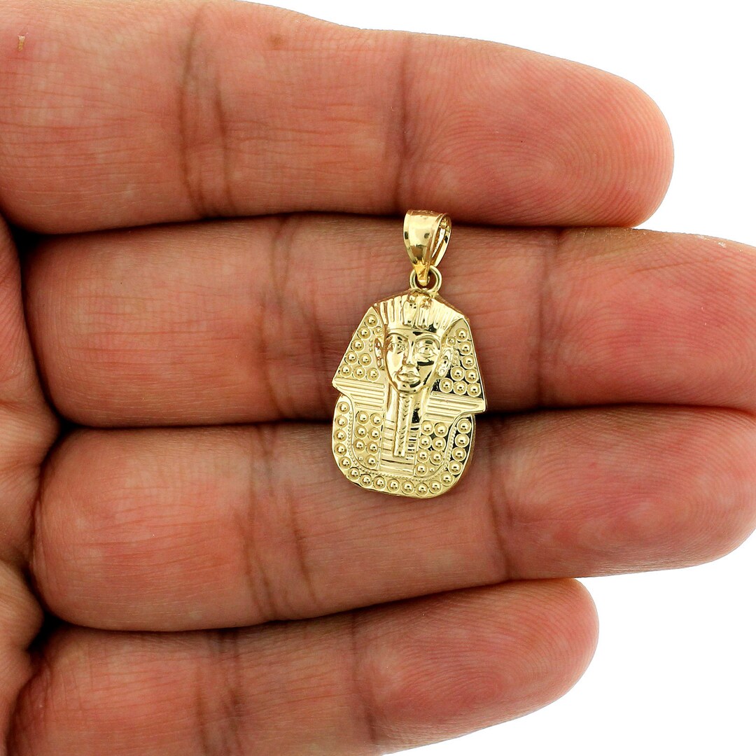 Real 10K Yellow Gold Diamond Cut Pharaoh Egyptian King Tut Charm ...