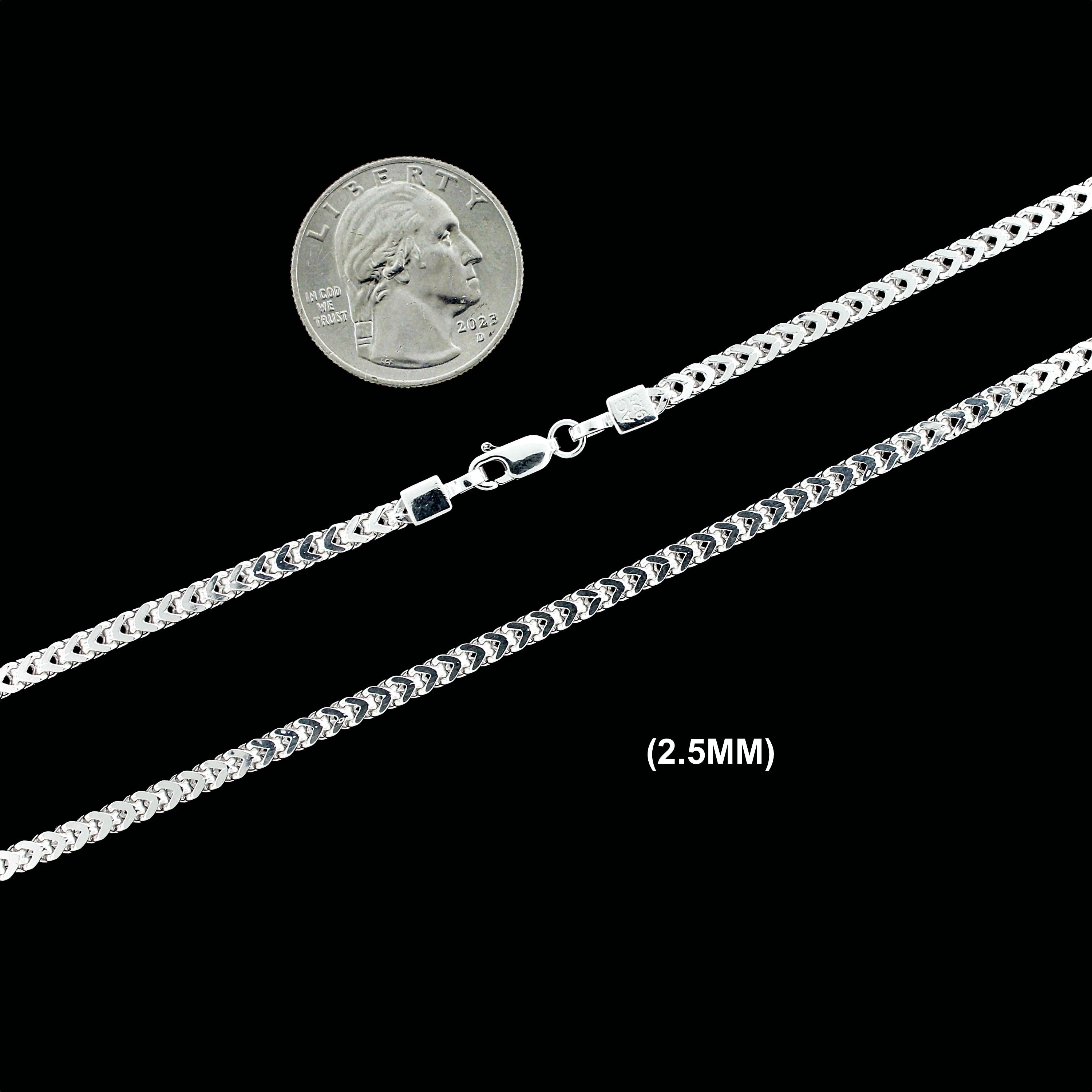 SOLID 925 Sterling Silver FRANCO Chain Bracelet, Italian Square Franco ...
