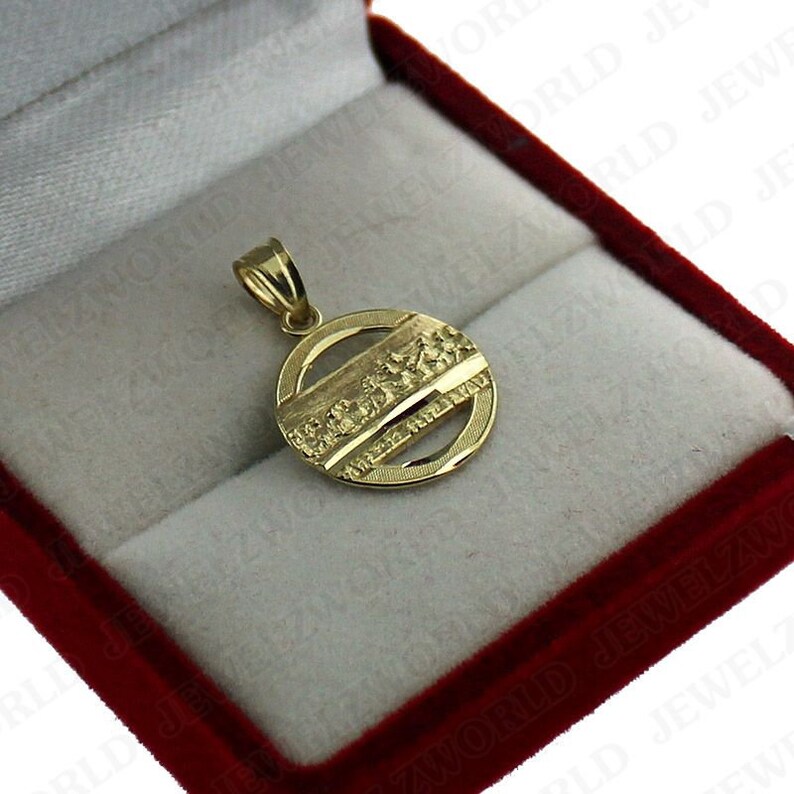 10K Solid Yellow Gold Last Supper Charm Pendant Round Jesus - Etsy