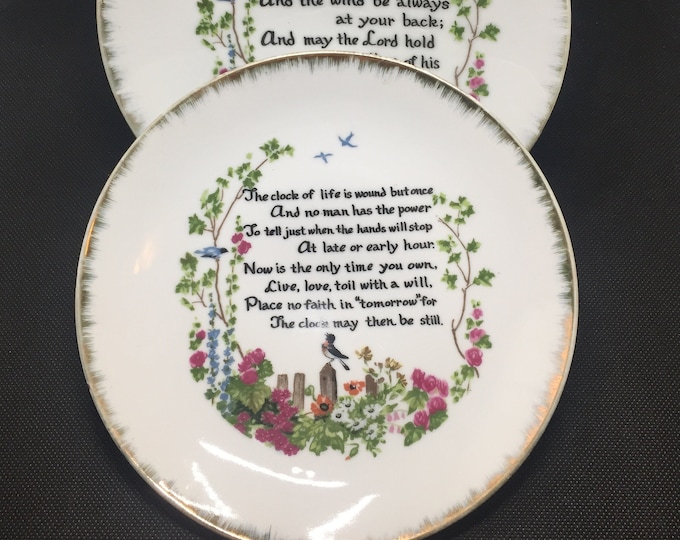 A Pair of Poem Plates Made in Japan - Etsy