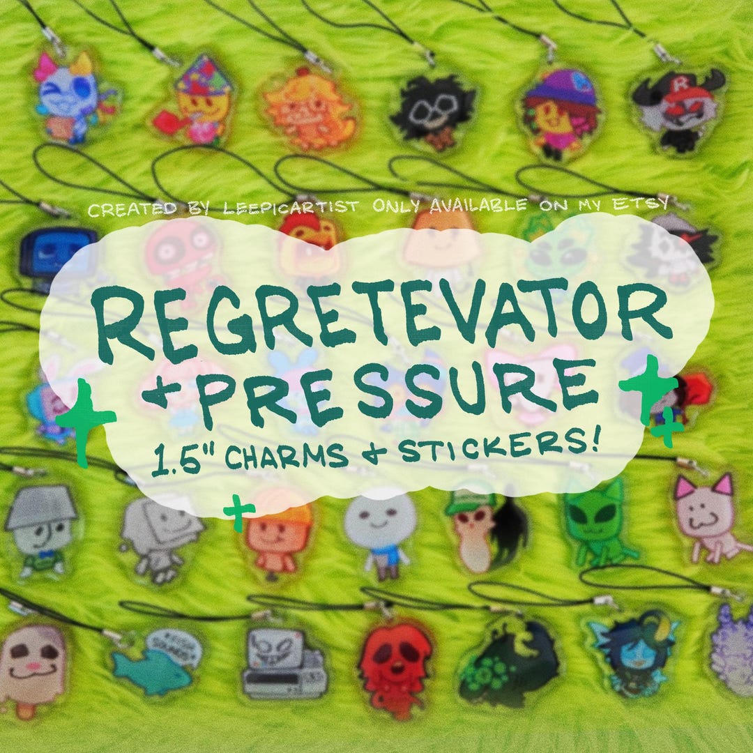 Regretevator & Pressure 1.5" Mini Charms and Stickers! - Etsy Canada
