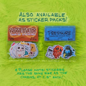 Regretevator & Pressure 1.5" Mini Charms and Stickers! - Etsy Canada