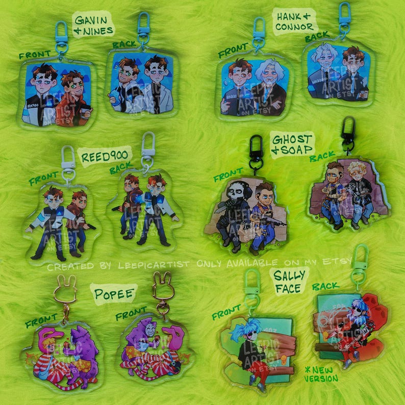 Discontinued--epoxy Charms! 3" -- D:BH, Sally Face, FNAF, Dmcb, Gomens ...