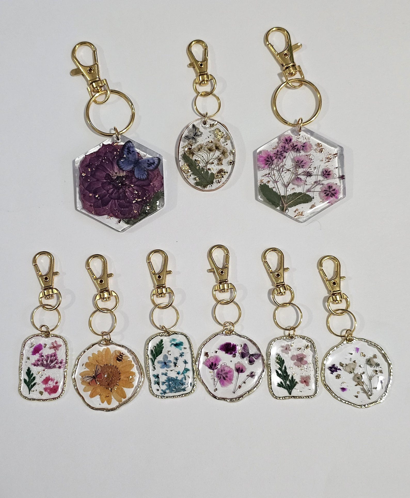 Real Pressed Flower Keychain | Flower Accessory | Elegant Floral ...