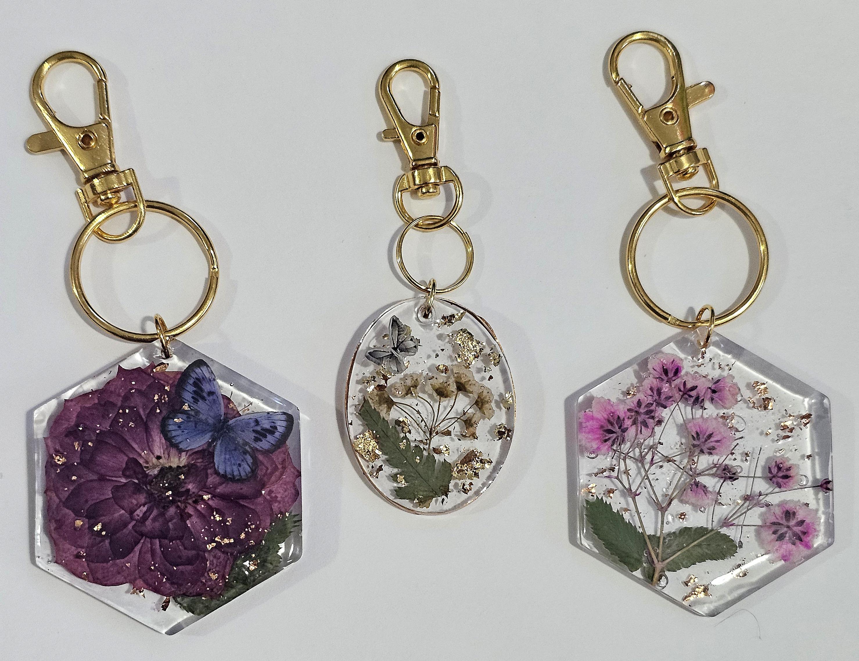 Real Pressed Flower Keychain | Flower Accessory | Elegant Floral ...