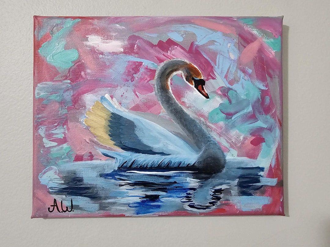 Original Abstract Swan Acrylic Painting: Wildlife Art, 8x10 Canvas - Etsy