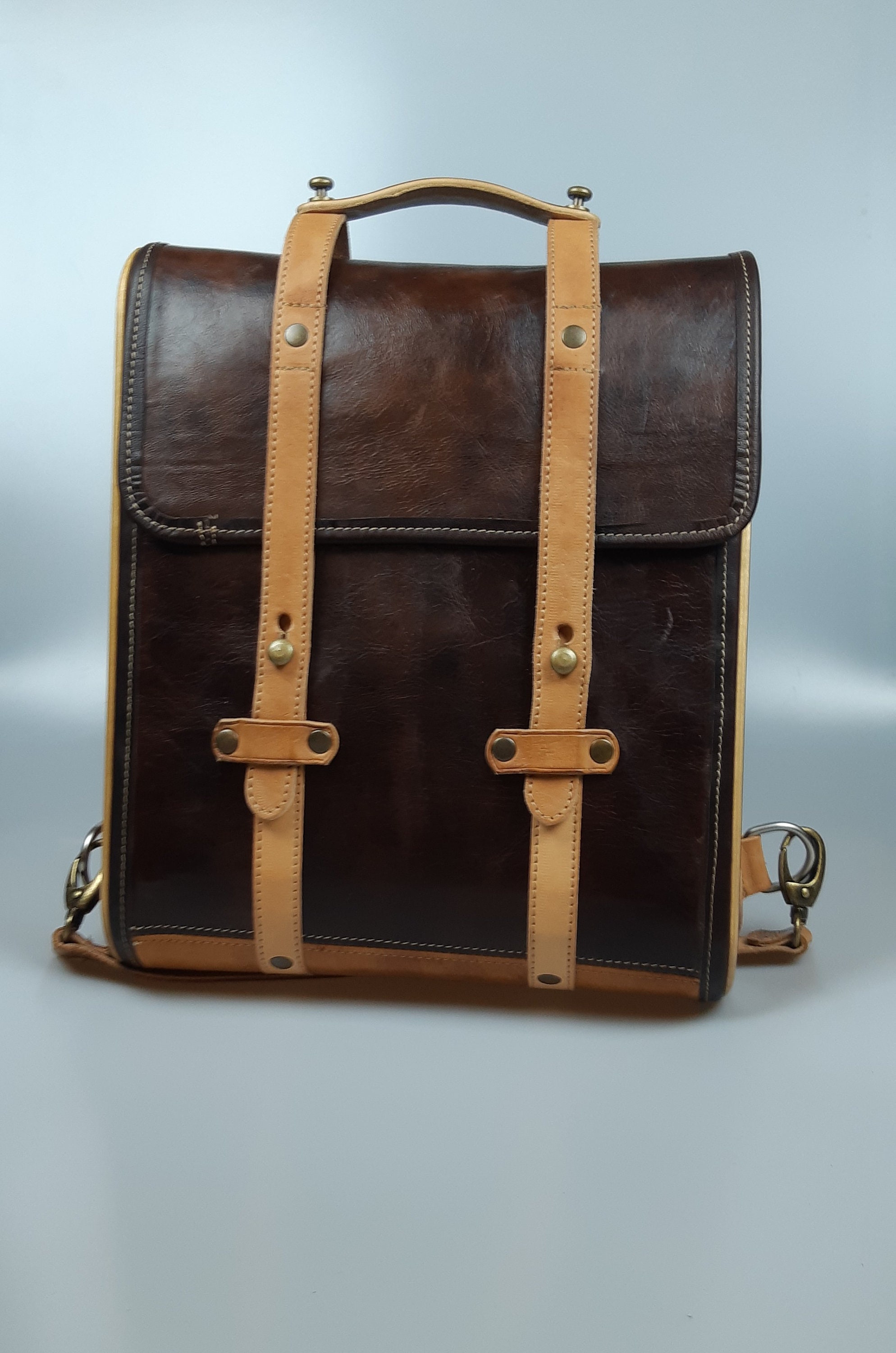 Handmade 100% Natural Leather Backpack Mens Womens Unisex for Laptop ...