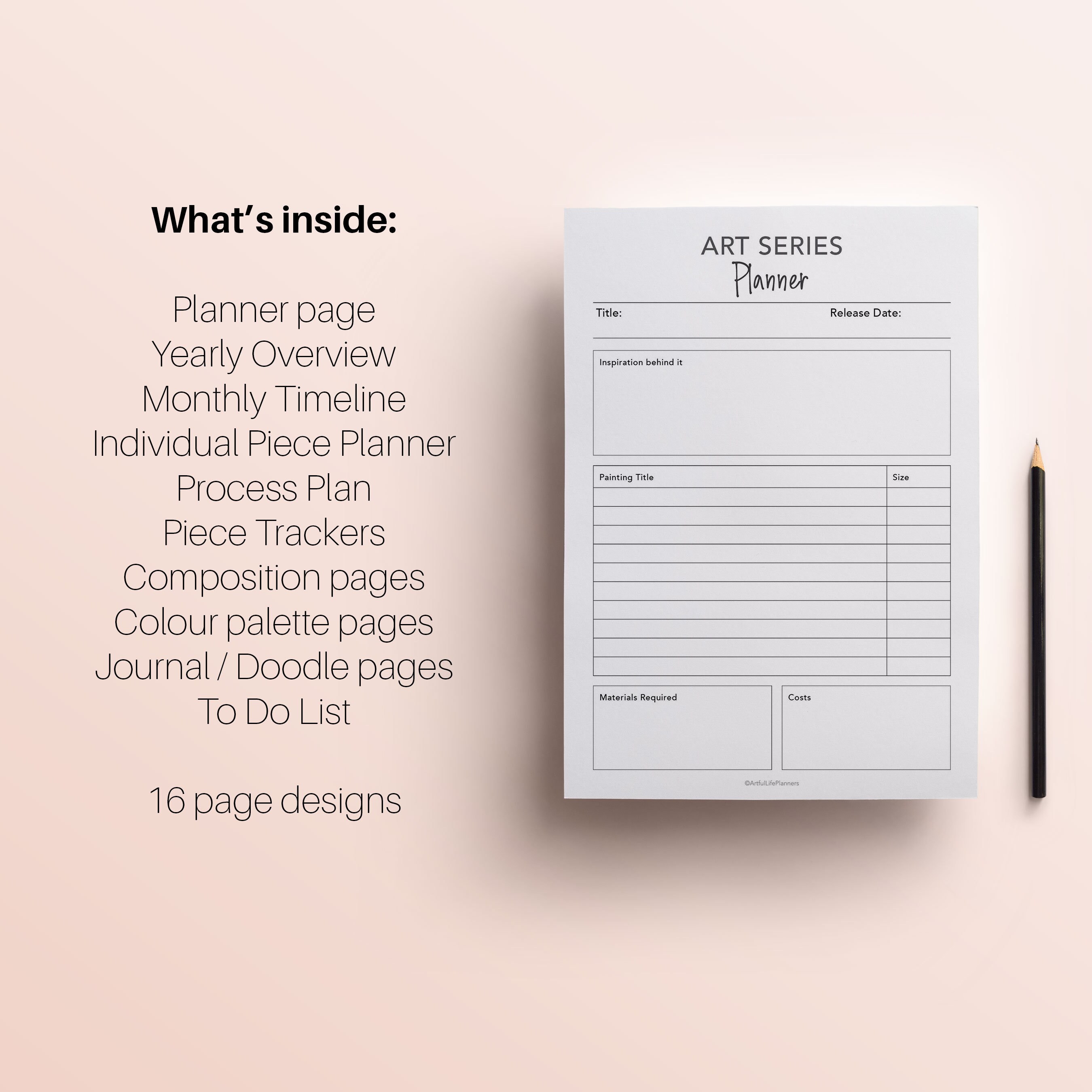 Art Series Planner, Artist Planner, Printable Instant Download ...