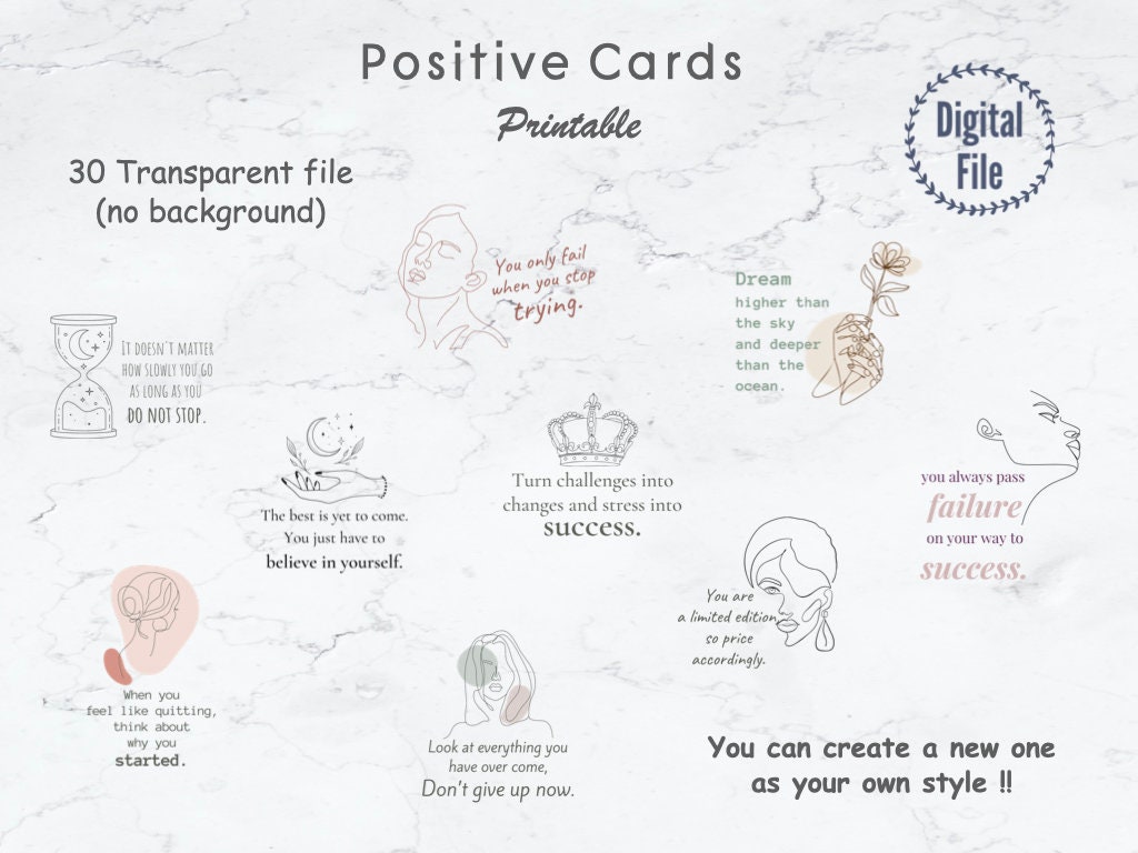 Positive Printable Cards With Motivational Quotes for Affirmation, Self ...