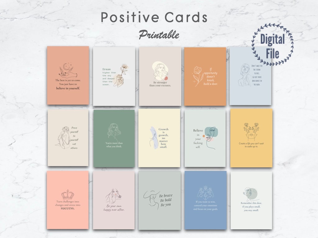 Positive Printable Cards With Motivational Quotes for Affirmation, Self ...