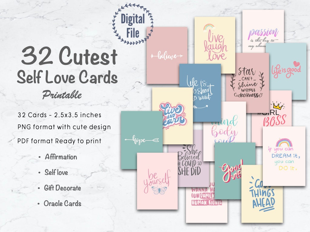 Self Love Printable Cards With Positive Motivational Quotes for ...
