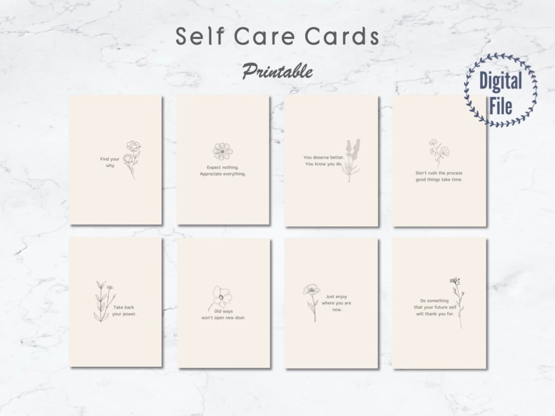 Self Care Printable Cards With Positive Motivational Quotes for ...
