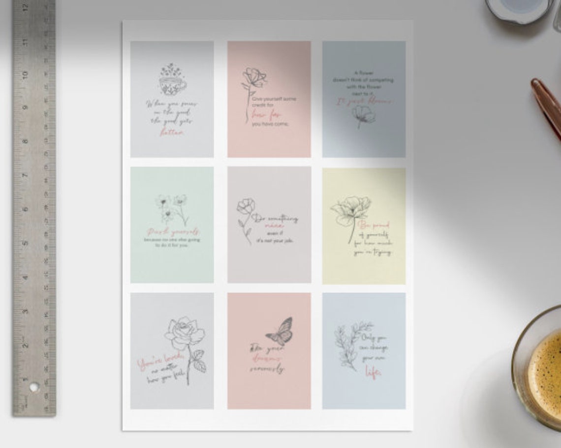 Self Care Printable Cards With Positive Motivational Quotes for ...