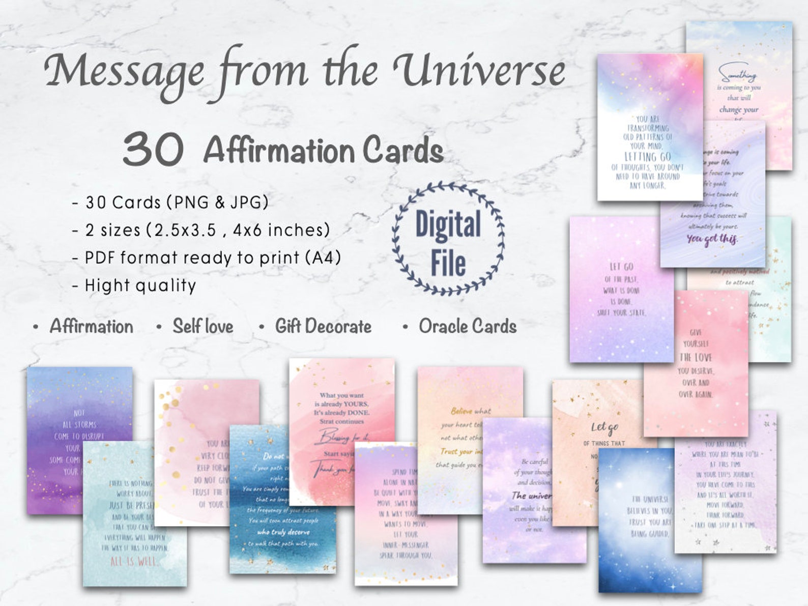 Message From Universe Affirmation Cards Printable With Positive ...
