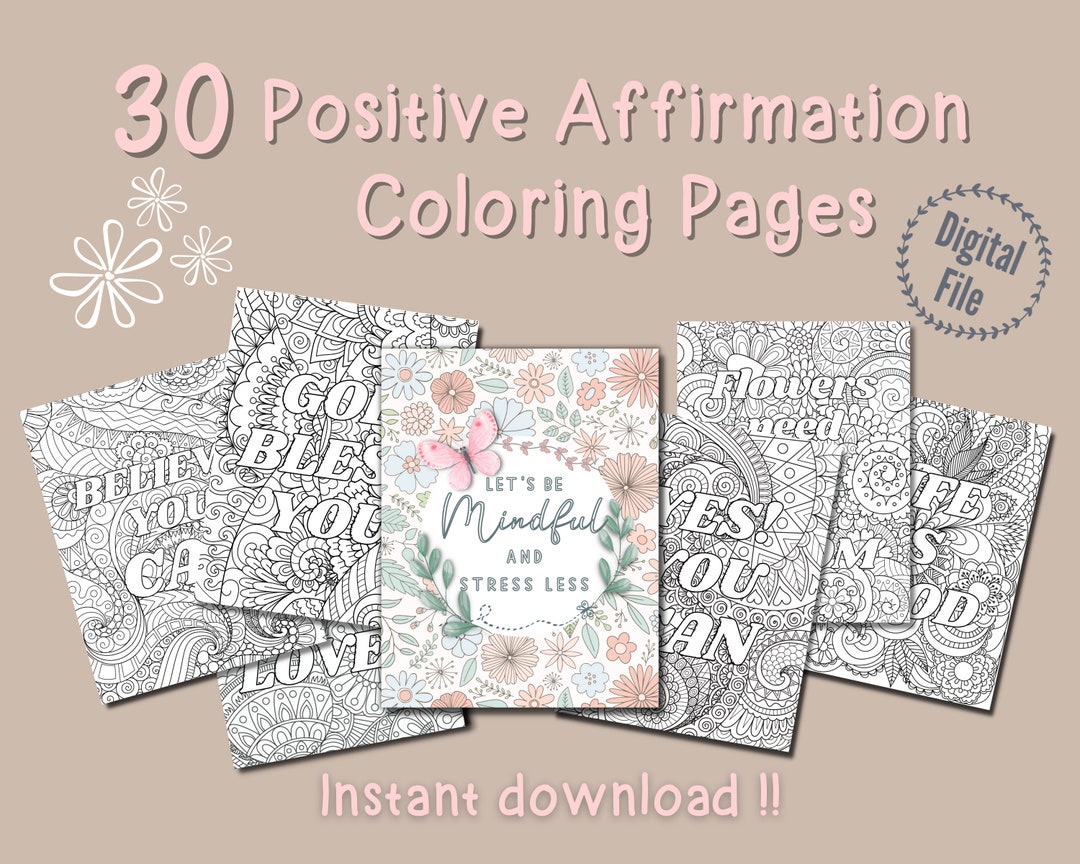 Positive Affirmation Coloring Pages With Zentangle Pattern : Let's Be ...