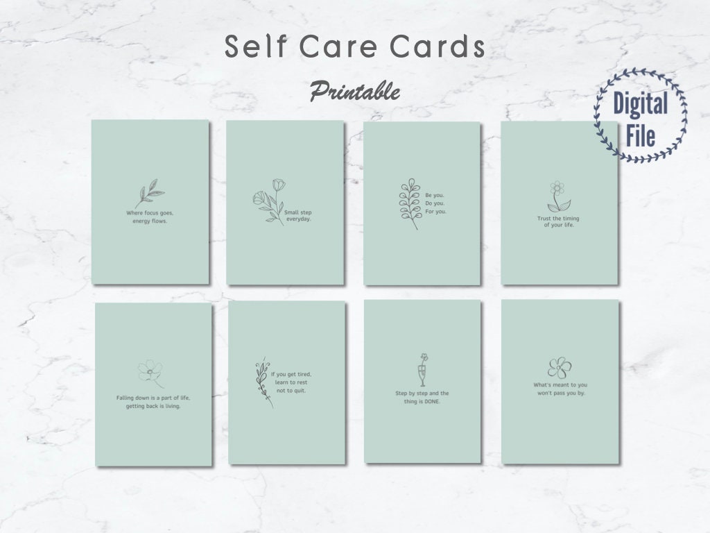 Self Care Printable Cards With Positive Motivational Quotes for ...
