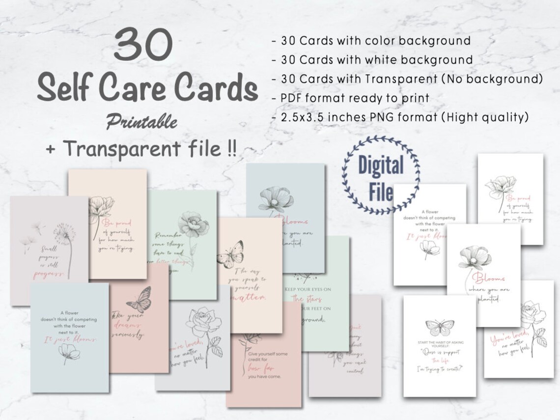 Self Care Printable Cards With Positive Motivational Quotes for ...