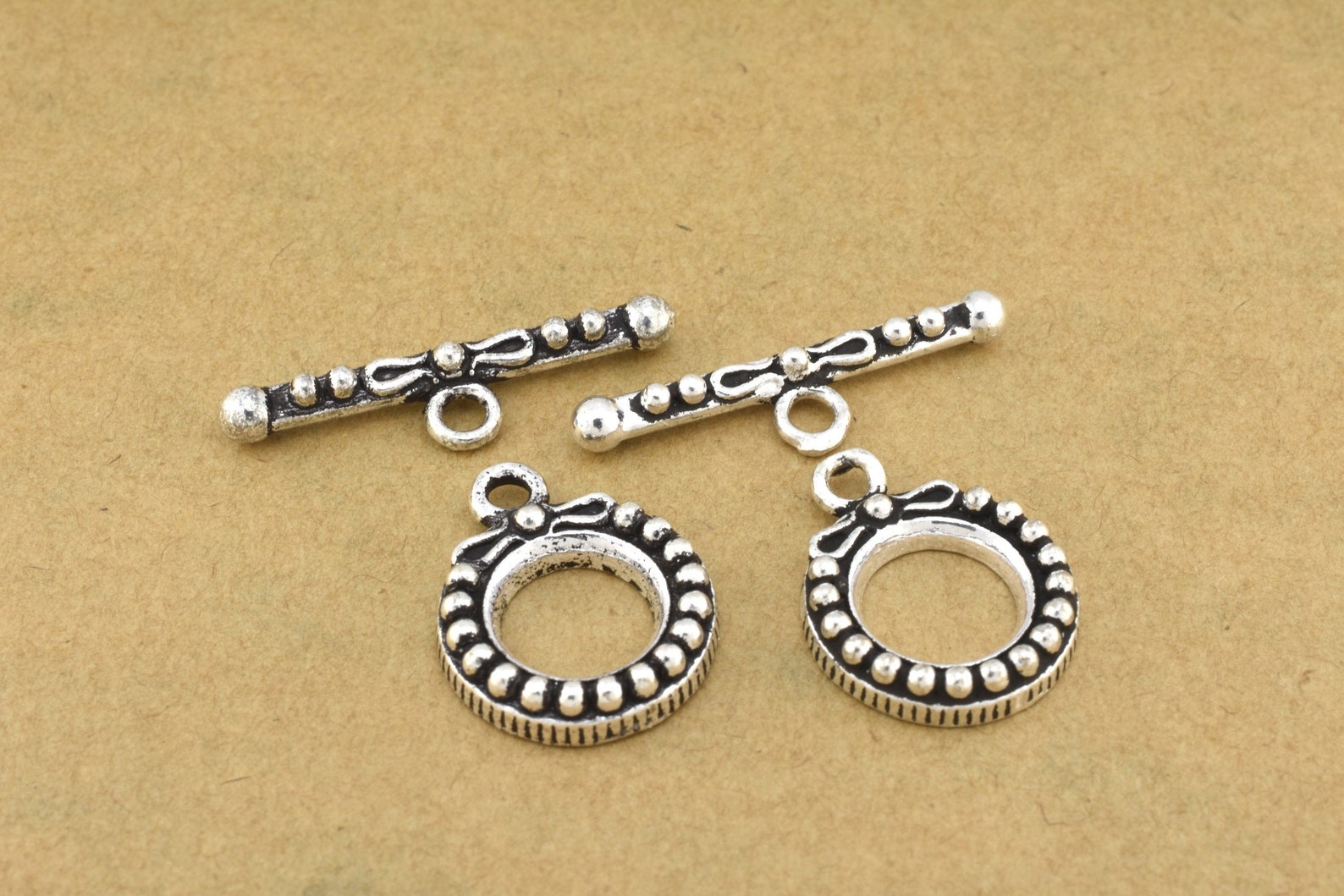 18mm Bali Sterling Silver Toggle Clasps for Jewelry Making, Antique ...