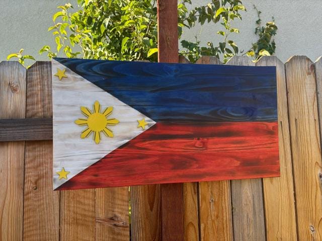 Rustic Wood Filipino Flag 36x19 - Etsy
