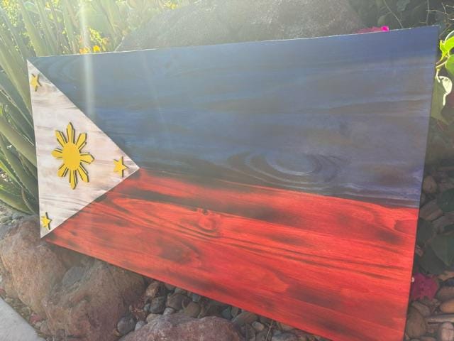 Rustic Wood Filipino Flag 36x19 - Etsy