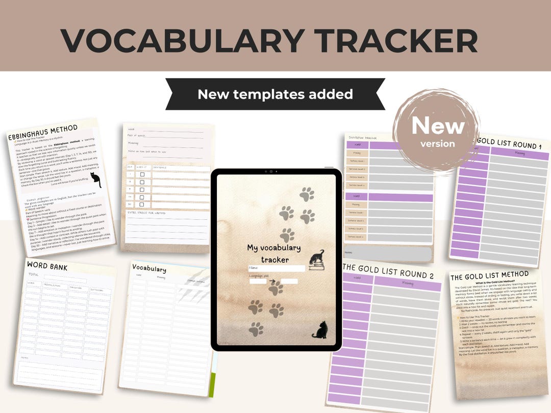 Vocabulary Tracker | Printable Language Learning Journal Page | Word ...