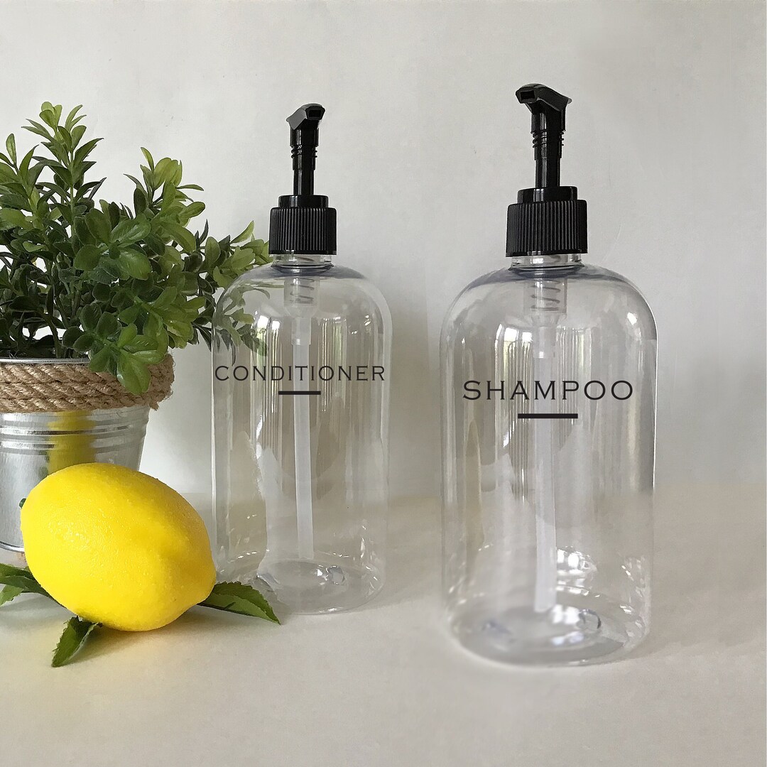 Refillable Shampoo/conditioner Bottle: 16 Oz Clear Plastic Dispenser - Etsy