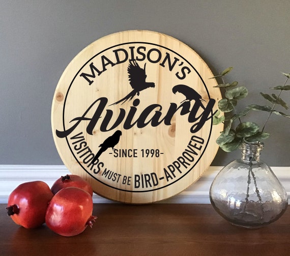 Personalized Custom Aviary Pine Wood Sign Home Decor Bird - Etsy