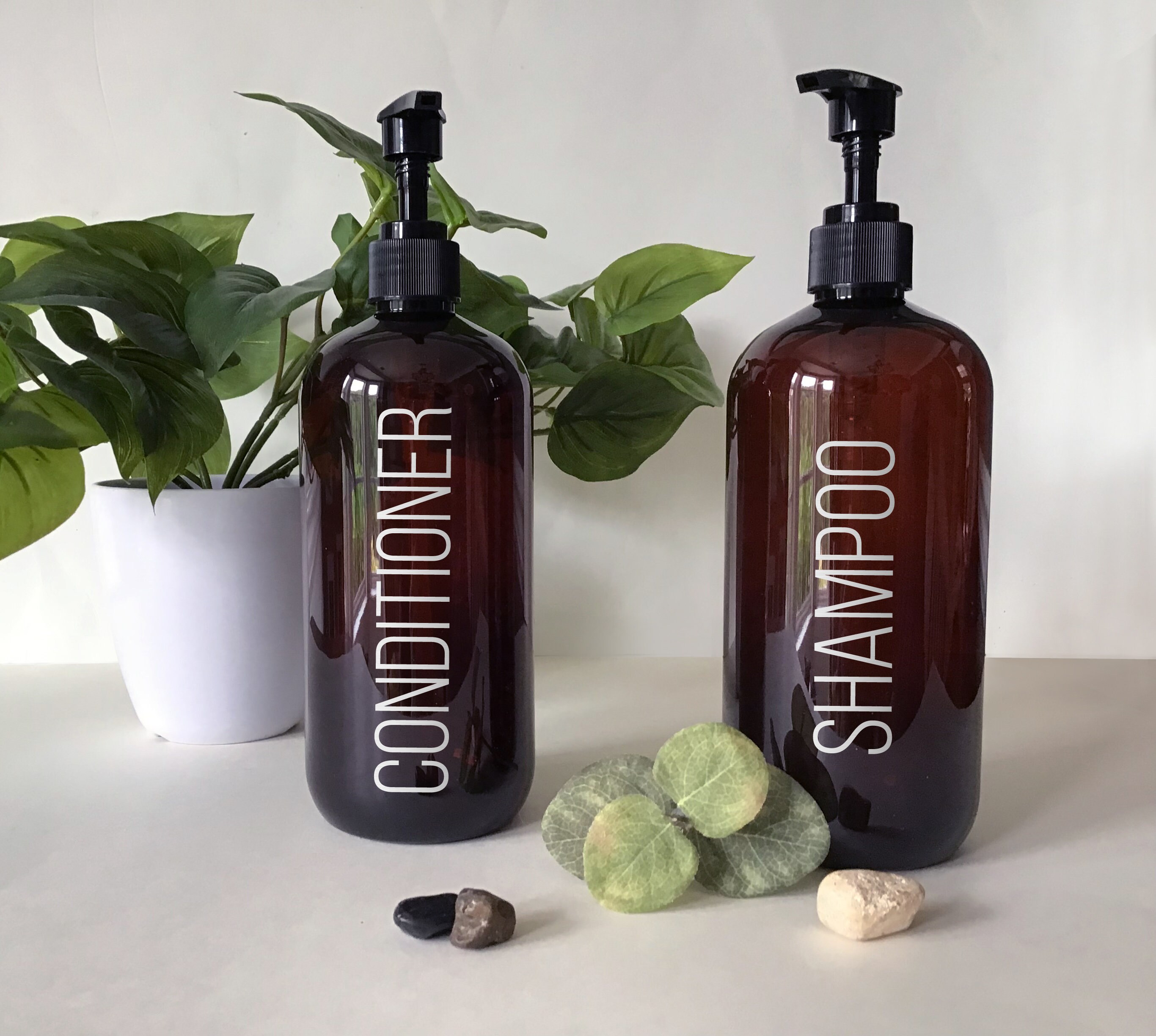 Amber Shampoo Dispenser: 16 Oz Refillable Bottle With Metallic Label - Etsy