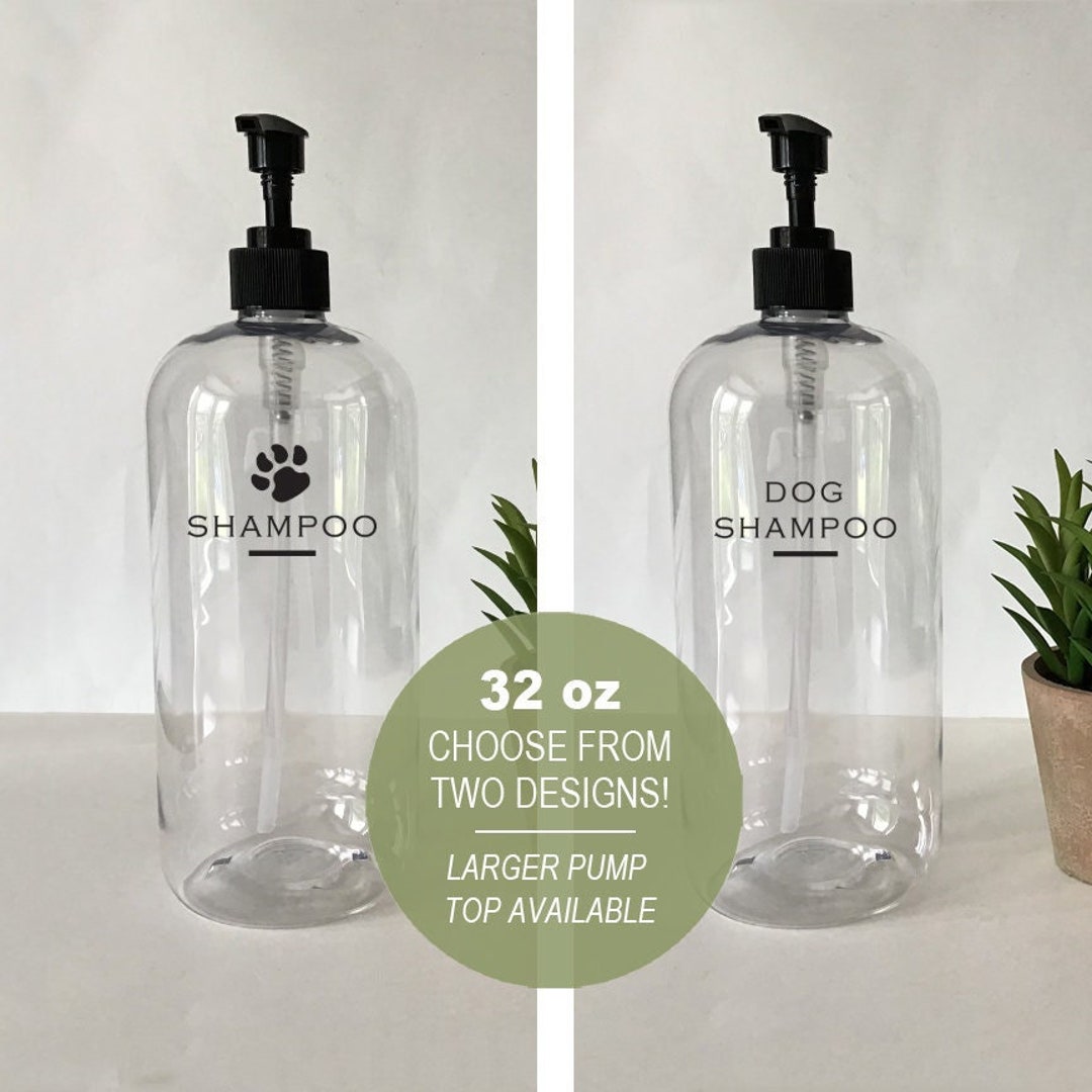 Dog Shampoo 32 Ounce Refillable Clear 2cc or 4cc Pump Top Plastic ...