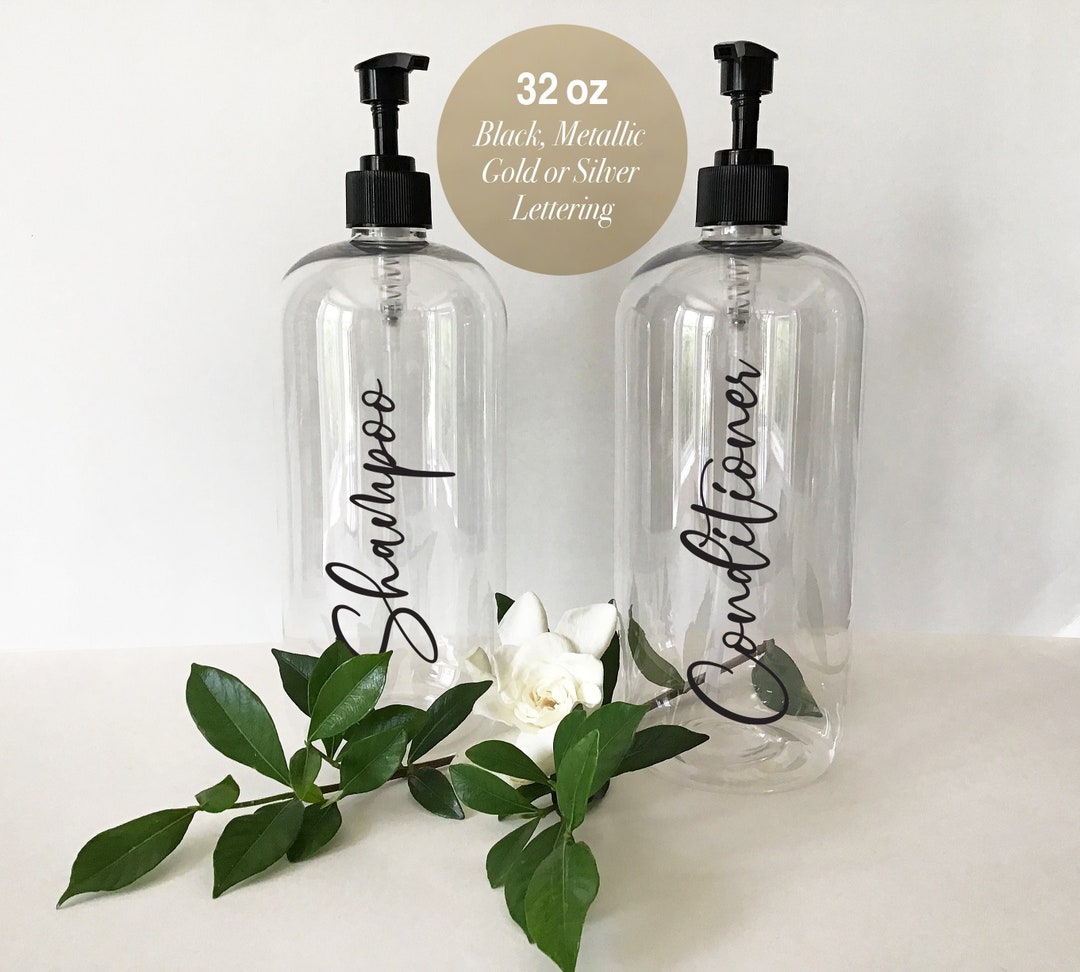32 Oz Refillable Clear Plastic Pump Bottle: Modern Bathroom Dispenser ...