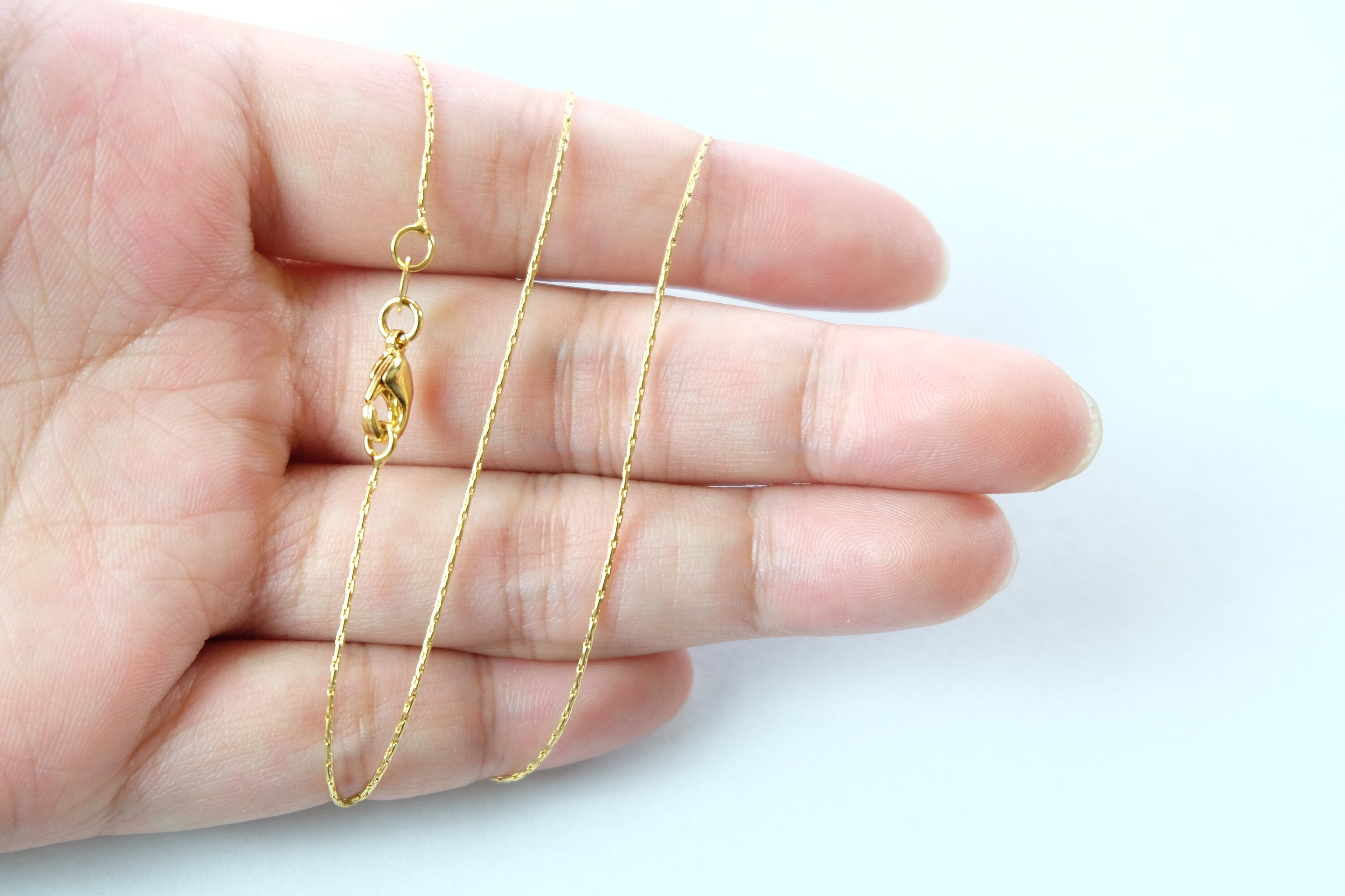 17.7'' 24K Gold Plated Rope Chain Necklace, Ready to Use, for Pendant ...
