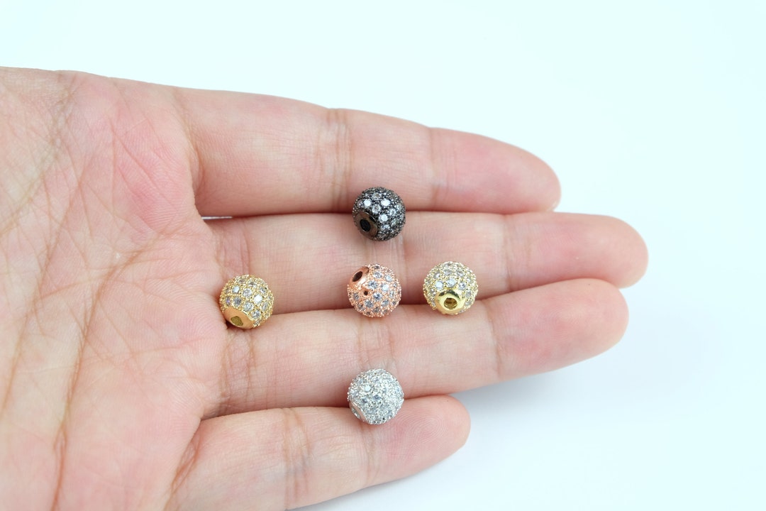 CZ Micro Pave Round Ball Bead, Cubic Zirconia Pave Beads - Etsy