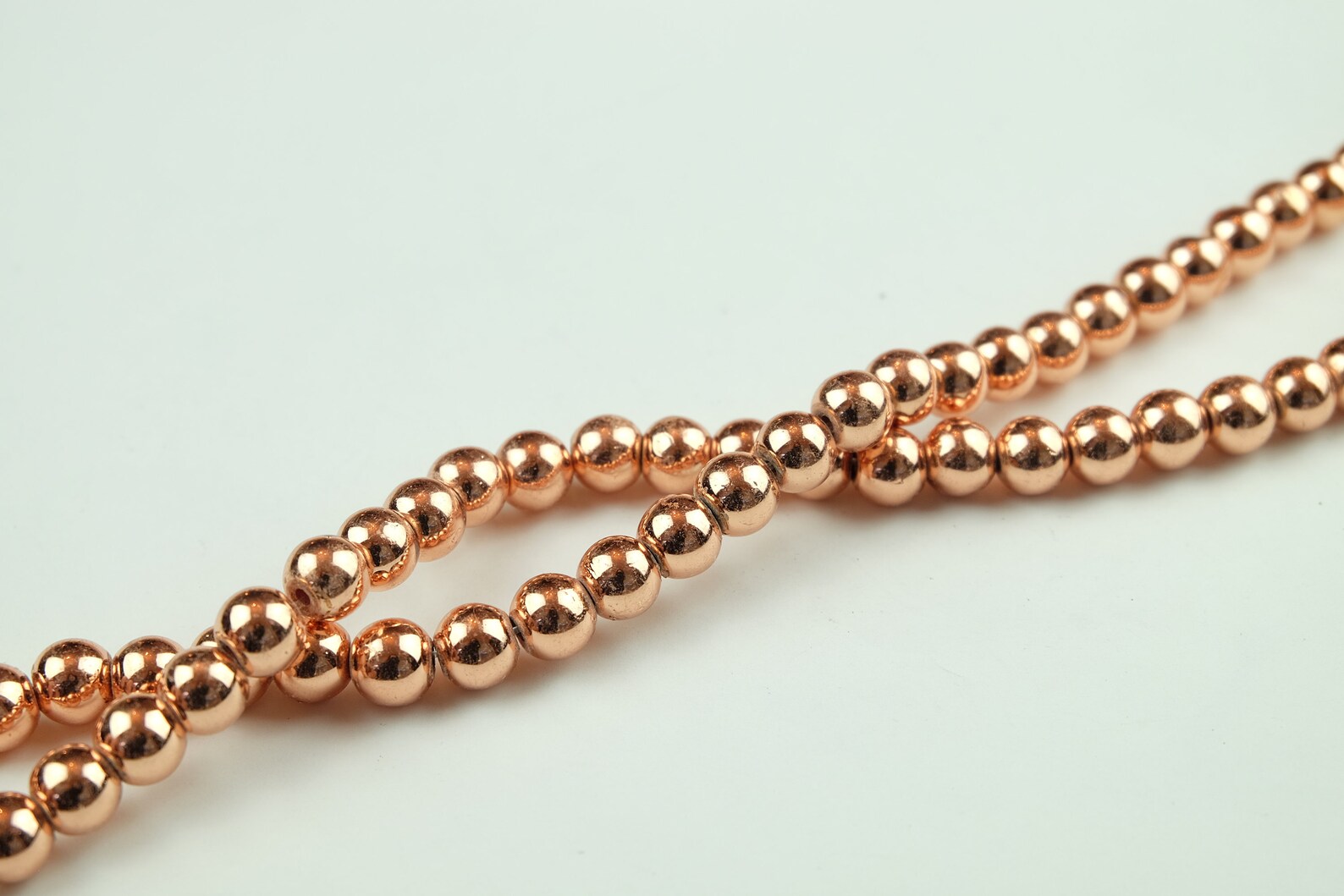 Rose Gold Hematite Smooth Gemstone Round Loose Beads,15.5 Inches Strand ...