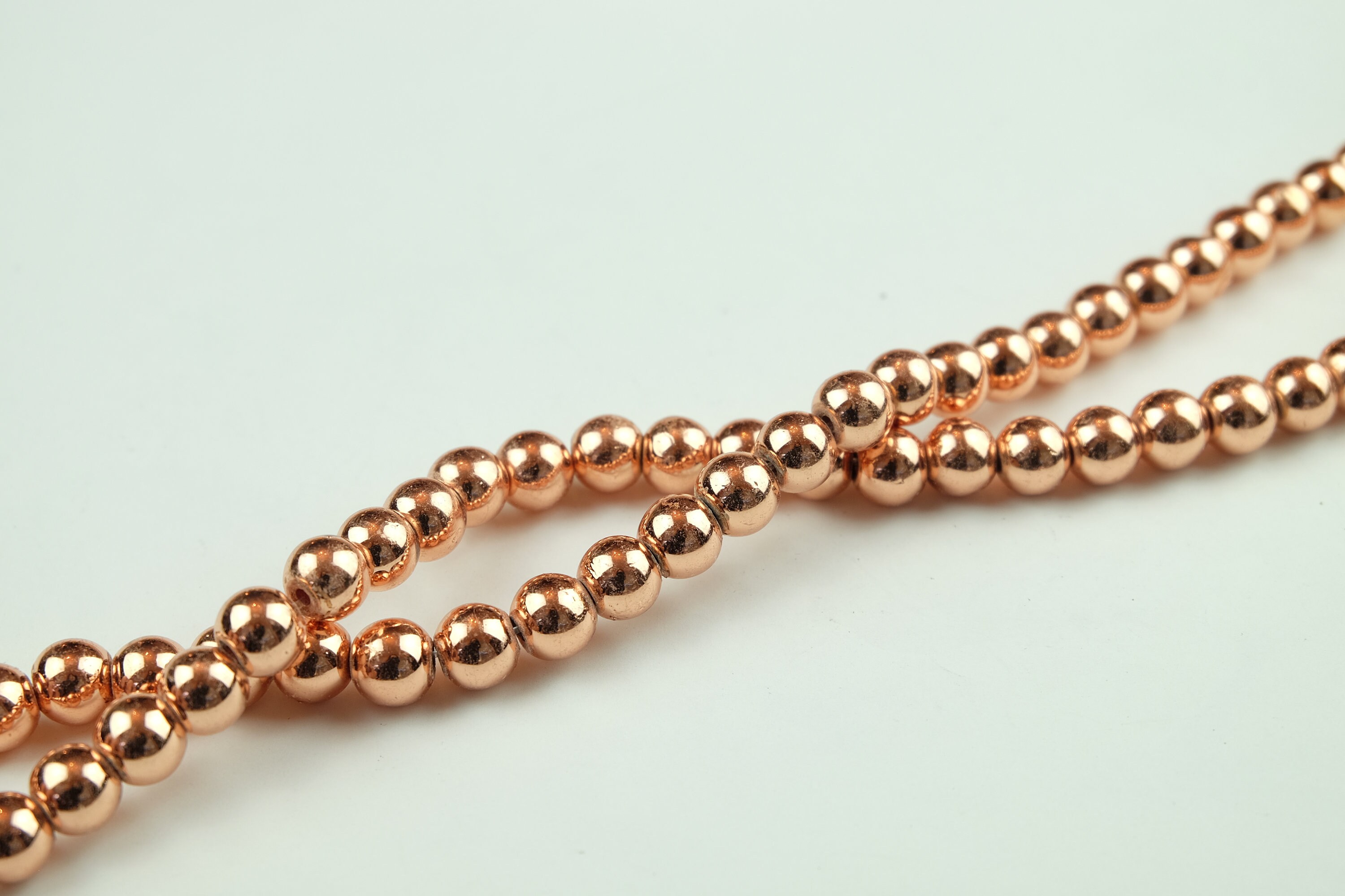 Rose Gold Hematite Smooth Gemstone Round Loose Beads,15.5 Inches Strand ...