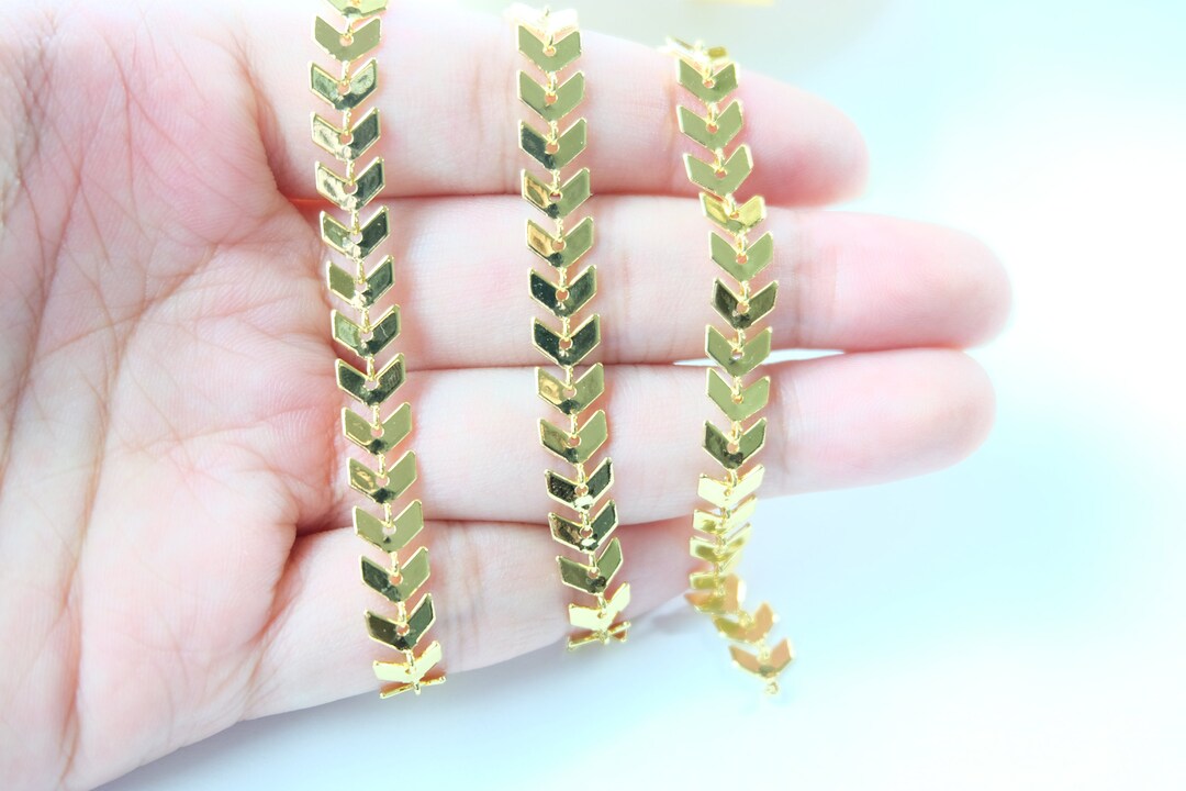 14k Gold Plated Chevron Shape Chain by Foot, Chevron Shape Charm Chain ...