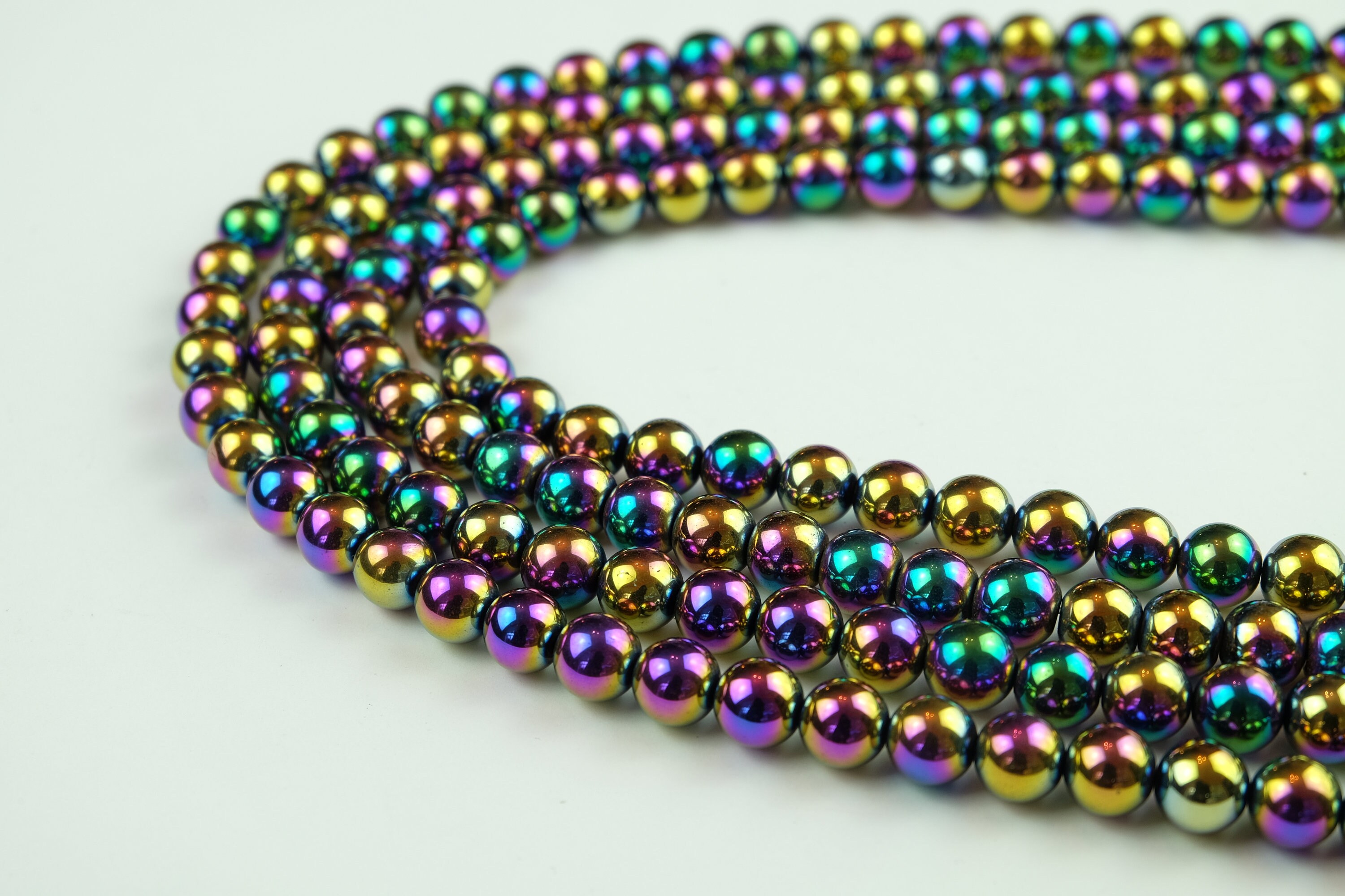 Multi color Hematite Smooth Gemstone round loose beads15.5 | Etsy